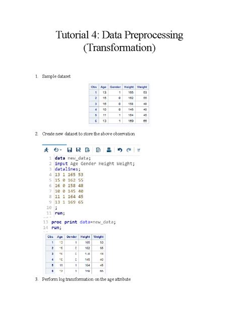 Tutorial 4 Data Preprocessing Transformation Techniques Studocu