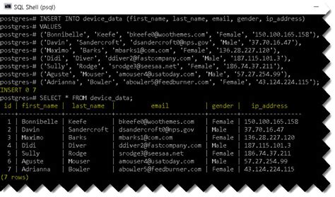 Postgresql Insert Multiple Rows