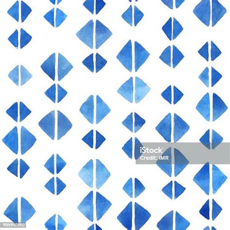 손으로 그린 배경에 파란색에서 사각형의 행 원활한 수채화 패턴 0명에 대한 스톡 벡터 아트 및 기타 이미지 0명 곤색 그림 그리기 Istock
