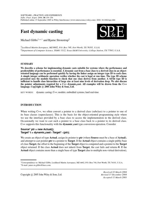 Fast Dynamic Casting Pdf Pdf Class Computer Programming C