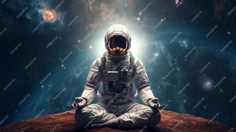 Premium Ai Image Illustration Of A Astronaut In A Space Meditating In