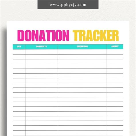 Donation Tracker Printable Pdf Template Bold Printables Template