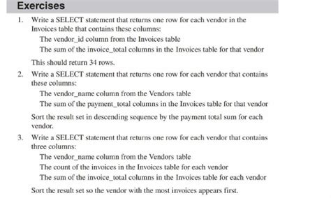 Solved 1 Write A Select Statement That Returns One Row For