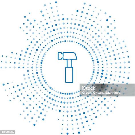 흰색 배경에 격리 된 파란색 줄 해머 아이콘 수리 도구 추상 원 임의점 벡터 갈고리 발톱에 대한 스톡 벡터 아트 및 기타 이미지 갈고리 발톱 강철 개념 Istock