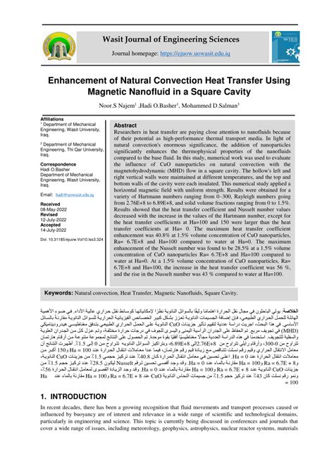Pdf Enhancement Of Natural Convection Heat Transfer Using Magnetic