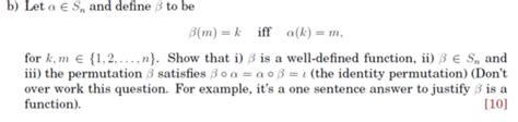 Solved Let αSn and define β to be β m k iff α k m for Chegg com