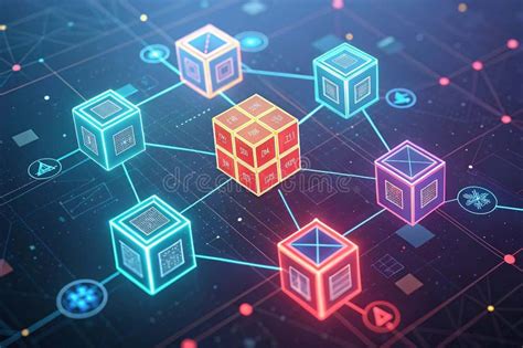 Futuristic Metaverse Digital Cubes And Block Technology Network Concept Stock Illustration