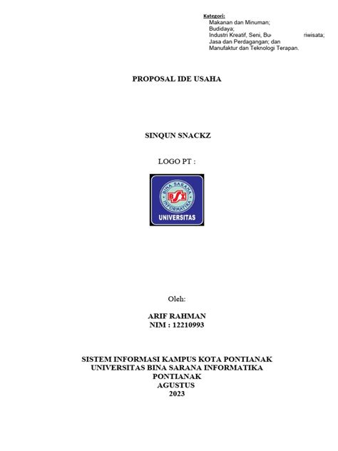 Contoh Proposal Ide Usaha Pdf