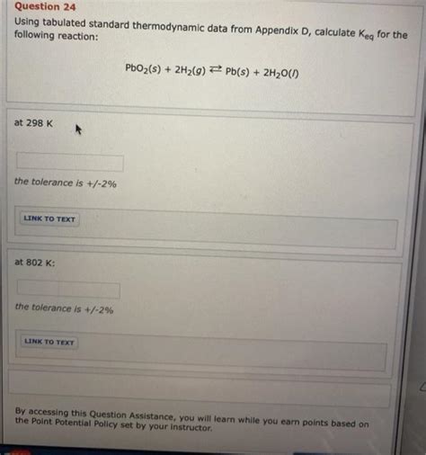 solved question 24 using tabulated standard thermodynamic