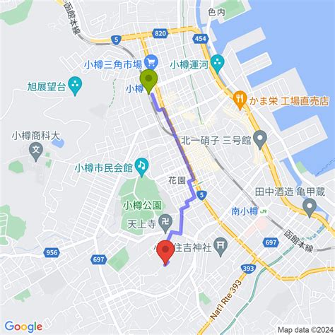 小樽駅からFMおたるへのルートマップ MDATA