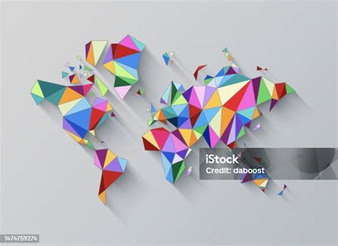 다채로운 다각형으로 만든 세계지도 모양 흰색 배경에 3d 그림 0명에 대한 스톡 사진 및 기타 이미지 0명 공란 그림자 Istock