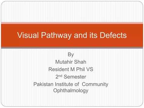Visual Pathway And Its Defects Pptx