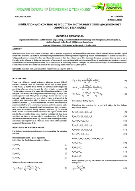 Pdf Simulation And Control Of Induction Motor Drive Using Advanced