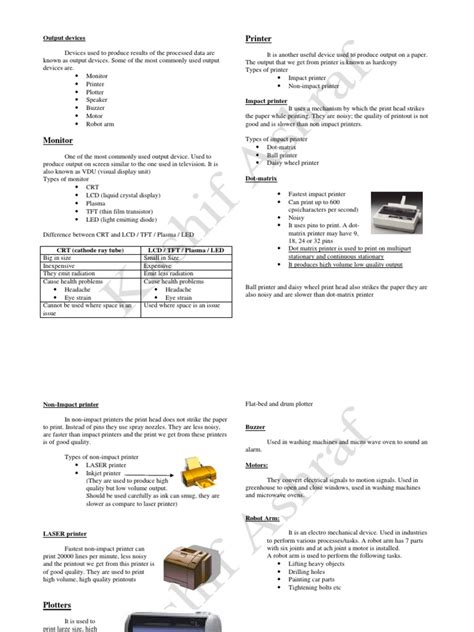 Output Devices Pdf Printer Computing Computer Monitor