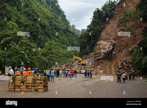 A Massive Landslide Covers The Road Between Huanuco And Tingo Maria In