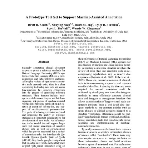 A Prototype Tool Set To Support Machine Assisted Annotation Acl Anthology