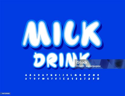 벡터 크리에이 티브 템플릿 예술 스티커와 우유 음료 아이 들을 위한 알파벳 문자와 숫자의 집합 우유에 대한 스톡 벡터 아트 및 기타 이미지 Istock