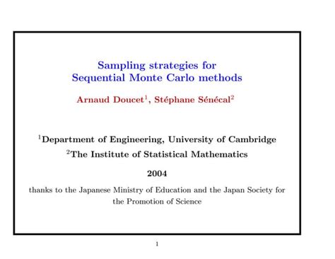Sampling Strategies For Sequential Monte Carlo Smc Methods Pdf