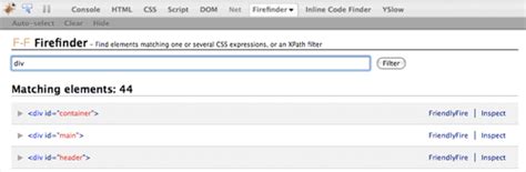 Firefinder For Firebug An Extension To Quickly Find Elements Matching