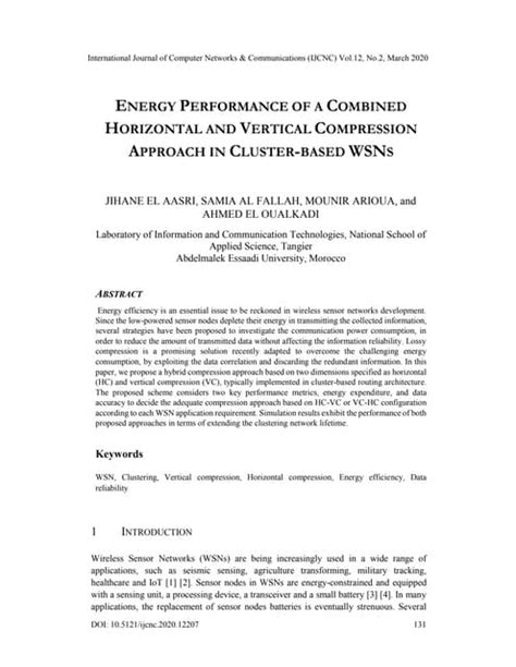 Energy Performance Of A Combined Horizontal And Vertical Compression Approach In Cluster Based
