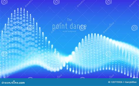 vector abstract blue particle wave points array shallow depth of