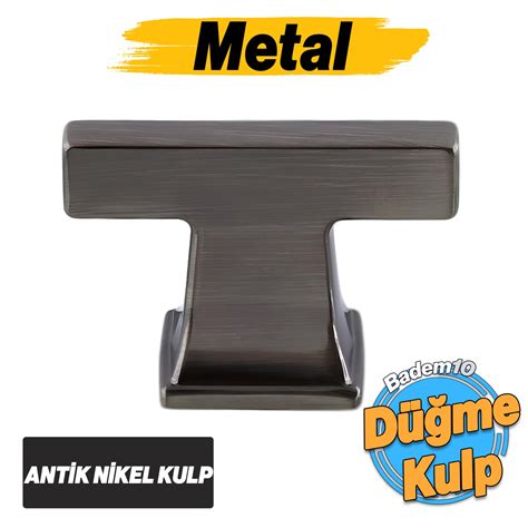 Gediz Antik Nikel Kulp Düğme Tek Vidalı Çekmece Kulbu Metal Kulplar