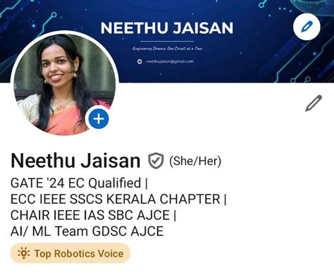 Earned Top Robotics Voice Badge On Linkedin Neethu Jaisan Posted On The Topic Linkedin
