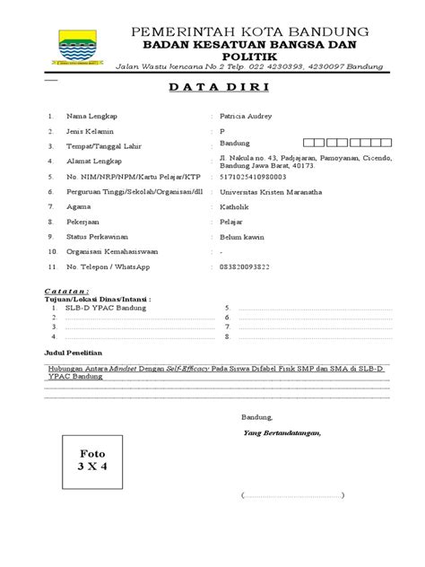 form data diri penelitian pdf