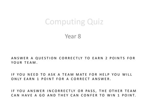 Introduction To Computing Quiz Teaching Resources