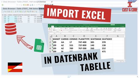 excel import xlsx in datenbank tabelle mit abap [deutsch] youtube