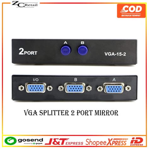 Jual Display Monitor VGA SWITCH Input 1 To 2 Output Port LED LCD Plasma TV Proyektor Projector