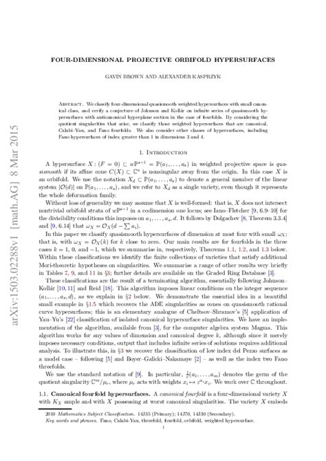 Pdf Four Dimensional Projective Orbifold Hypersurfaces