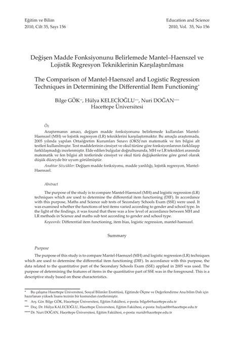 pdf the comparison of mantel haenszel and logistic regression