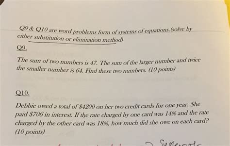 Solved The Sum Of Two Numbers Is The Sum Of The Larger Chegg Com