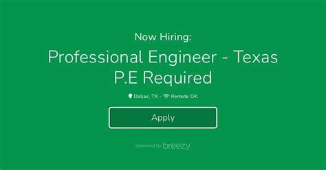 Professional Engineer Texas P E Required At Spark Power