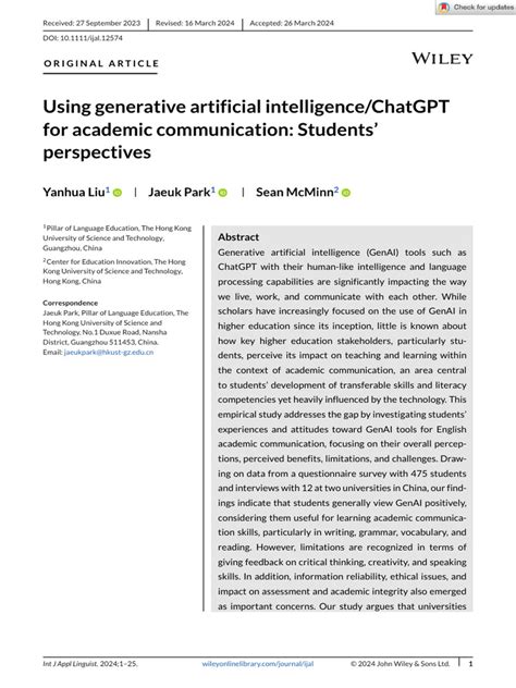 Int J App Linguistics 2024 Liu Using Generative Artificial Intelligence Chatgpt For
