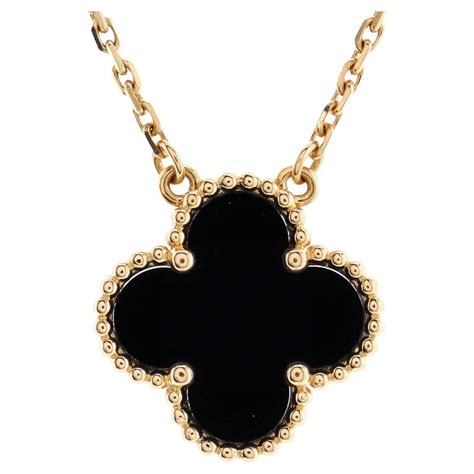 Van Cleef And Arpels Vintage Alhambra Pendant Necklace 18k Yellow Gold And Onyx For Sale At 1stdibs