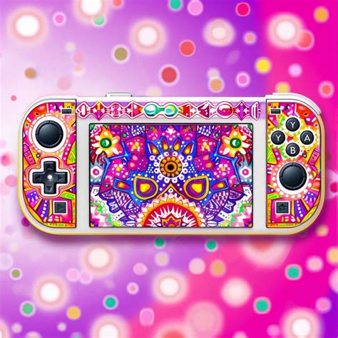 Vibrant Purple Blue And Pink Mandala Inspired Switch Controller Design Stock Illustration