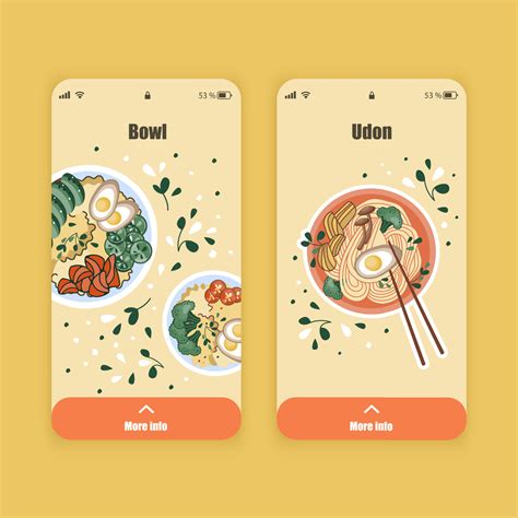 Set Of Ui Ux Screens For Mobile App About Food Delivery Asian Food