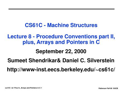 ppt cs61c machine structures lecture 8 procedure conventions part