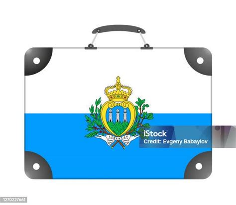 흰색 배경에 여행 가방의 형태로 산 마리노의 국가의 국기 개념에 대한 스톡 벡터 아트 및 기타 이미지 개념 공휴일 국가 관광명소 Istock