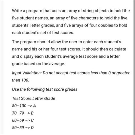 Solved Write A Program That Uses An Array Of St