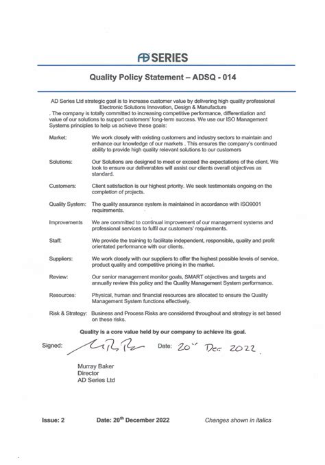 Quality Policy Statement Ad Series