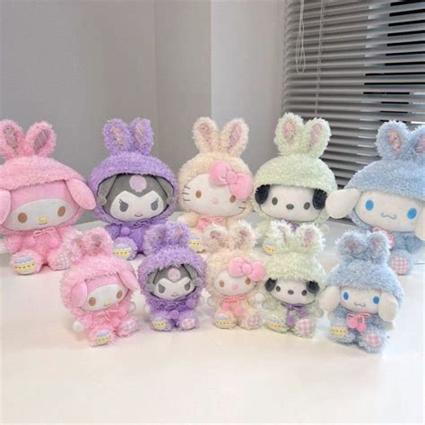 【pretty】 30cm Kawaii Sanrio Easter Bunny Series Plush Toy Kuromi Mymelody Cinnamoroll Cute Soft