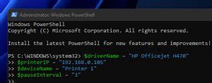 Using A PowerShell Script To Add A Printer Driver By IP