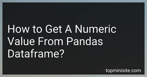 How To Get A Numeric Value From Pandas Dataframe In 2024