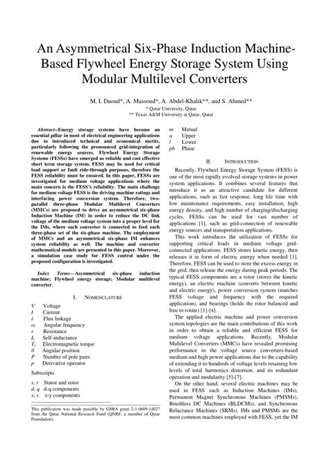 Pdf An Asymmetrical Six Phase Induction Machine Based Flywheel Energy Storage System Using