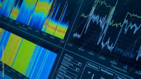 Vídeo do Stock Spectrogram spectrum analysis on a graph on the screen of a device for