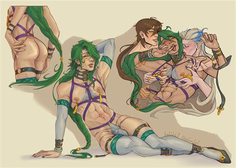 Rule 34 Ass Baizhu Genshin Impact Blue Hair Blue Skin Blush