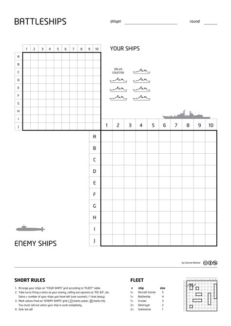 Battleship Game Printable Sheet